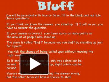 Bluff presentation | free to view