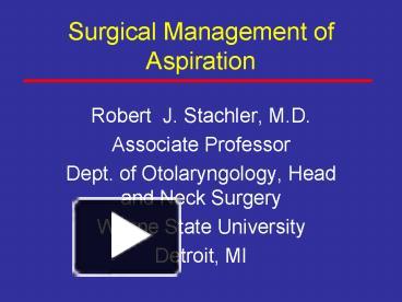 Surgical Management of Aspiration presentation | free to view