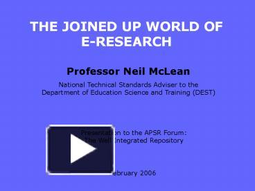 PPT – THE JOINED UP WORLD OF ERESEARCH PowerPoint presentation | free ...
