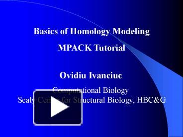 PPT – Basics of Homology Modeling PowerPoint presentation | free to ...
