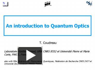 An introduction to Quantum Optics presentation | free to view