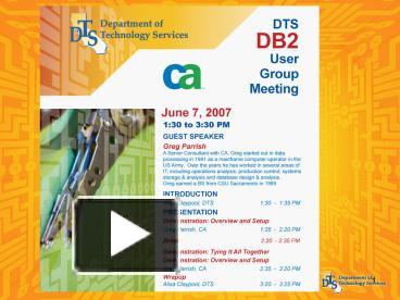 PPT – DB2 User Group Meeting Presentation 060707 PowerPoint ...