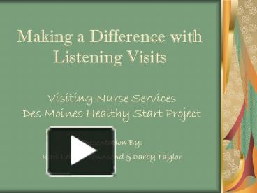Making a Difference with Listening Visits presentation | free to view