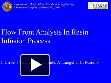 Flow Front Analysis In Resin Infusion Process presentation | free to view