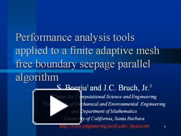 PPT – Performance analysis tools applied to a finite adaptive mesh free ...