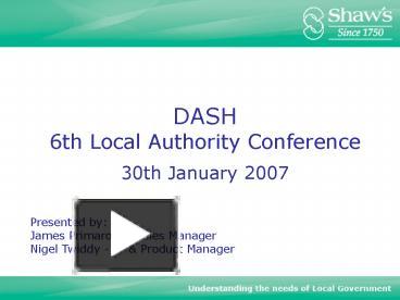 PPT – DASH PowerPoint presentation | free to view - id: fde6f-NzVmZ