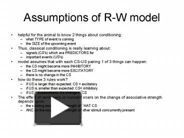 Assumptions of RW model presentation | free to view