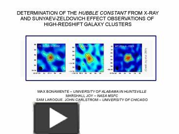 PPT – DETERMINATION OF THE HUBBLE CONSTANT FROM X-RAY PowerPoint ...