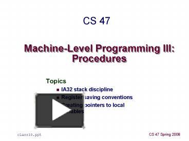 PPT – MachineLevel Programming III: Procedures PowerPoint presentation ...