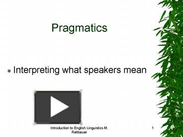 Pragmatics presentation | free to view