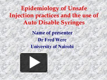 PPT – Epidemiology of Unsafe Injection practices and the use of Auto ...