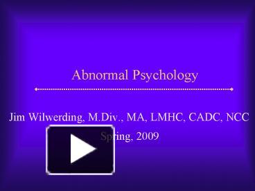 Abnormal Psychology presentation | free to view