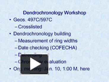PPT – Dendrochronology Workshop PowerPoint presentation | free to view ...