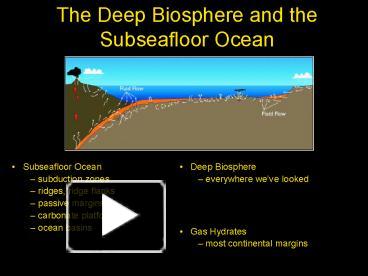 The Deep Biosphere and the Subseafloor Ocean presentation | free to view