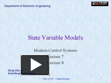 State Variable Models presentation | free to view
