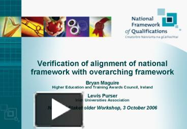 PPT – Verification of alignment of national framework with overarching ...