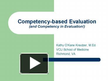 Competency-based Evaluation (and Competency in Evaluation ...