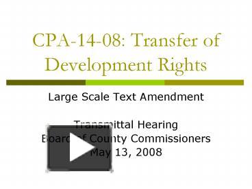 PPT – CPA1408: Transfer of Development Rights PowerPoint presentation ...