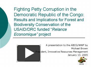 Fighting Petty Corruption in the Democratic Republic of the Congo ...