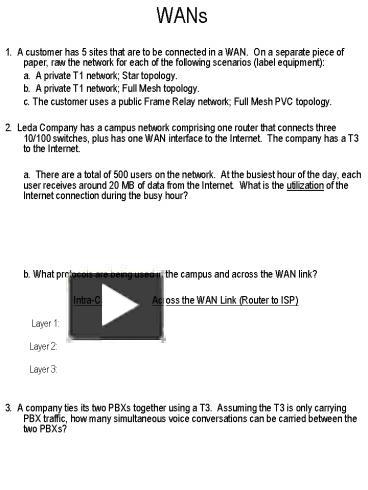 PPT – WANs PowerPoint presentation | free to view - id: fff15-ZDc1Z